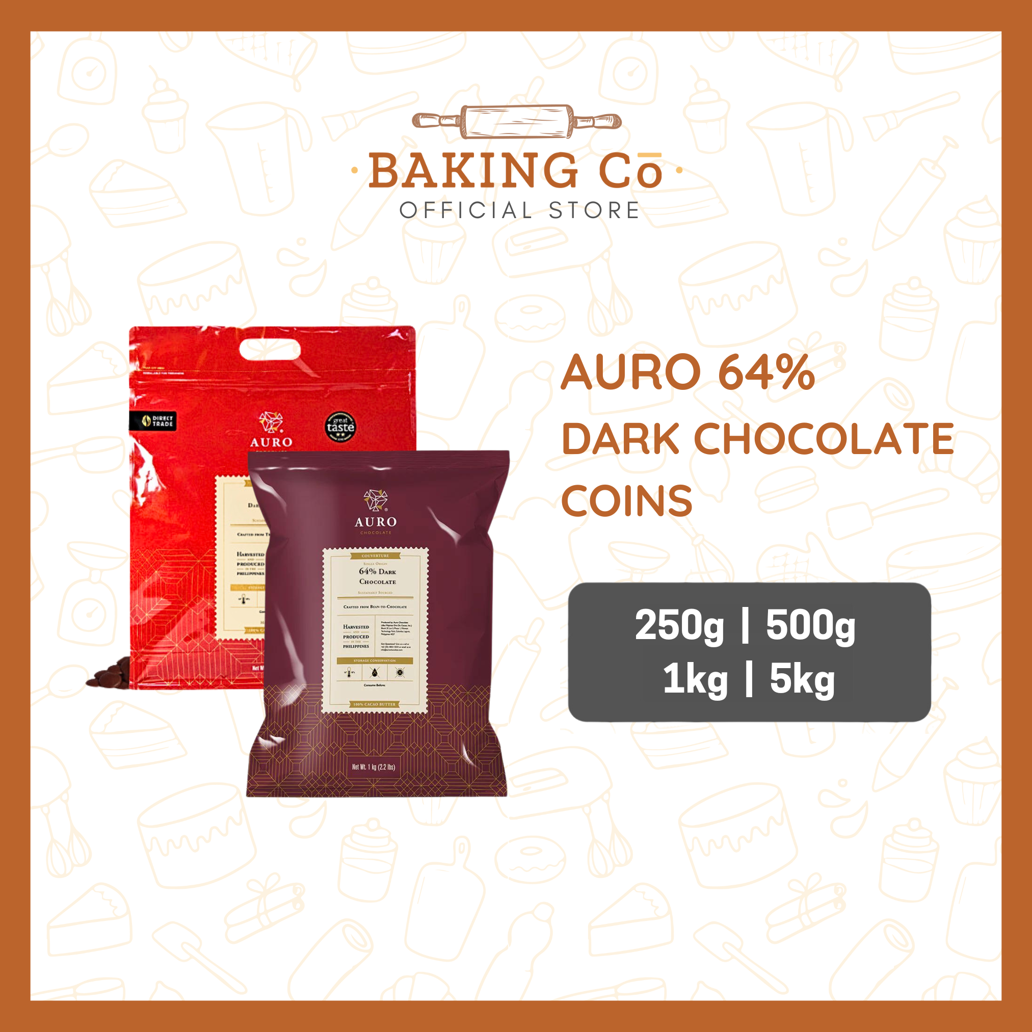 Auro Chocolate 64% Dark Chocolate Coins – Baking Co