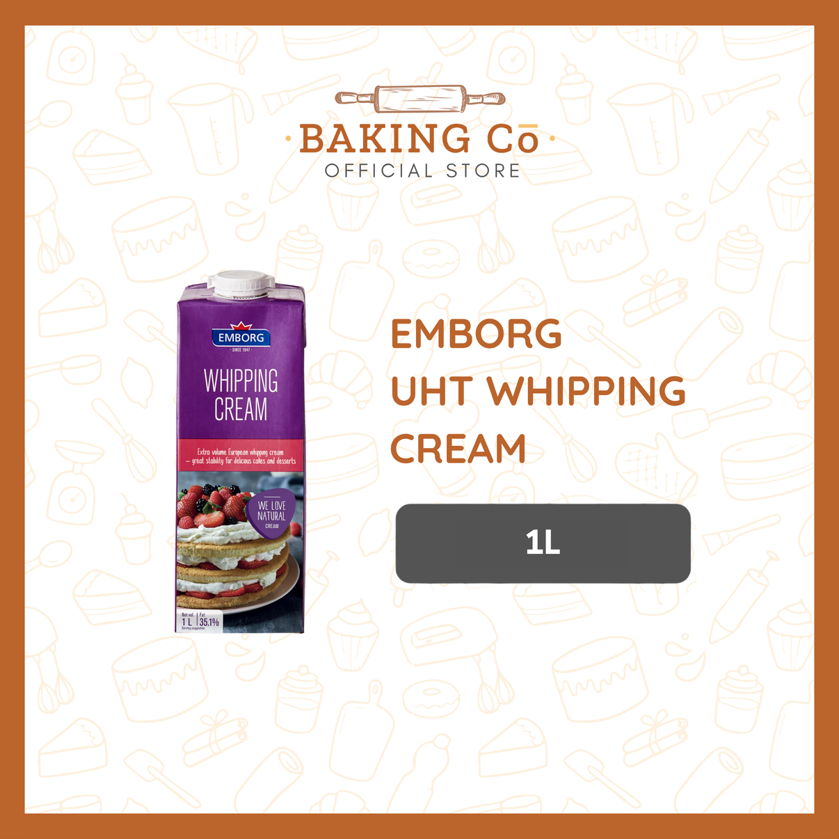 Emborg UHT Whipping Cream 1L – Baking Co