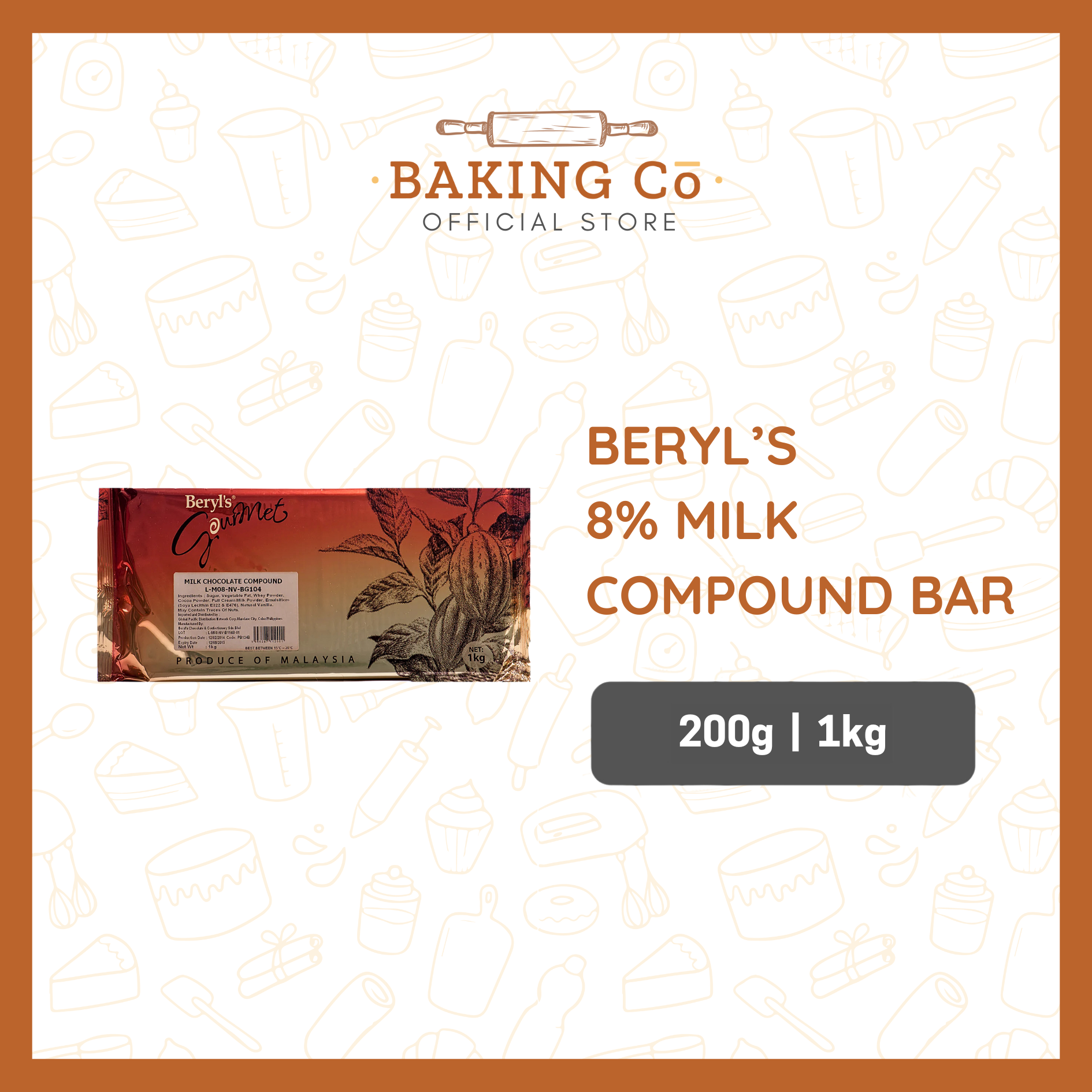 Beryl's 8% Milk Chocolate Compound Bar – Baking Co